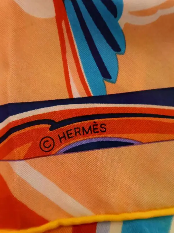 Hermès Ocean-print Silk Scarf - Red