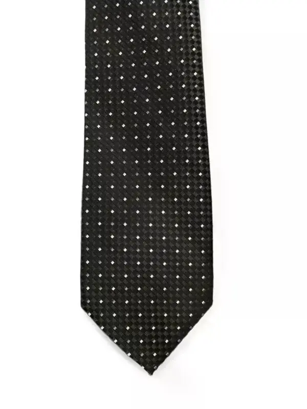 TOM FORD Geometric Patterned Silk Neck Tie - Black