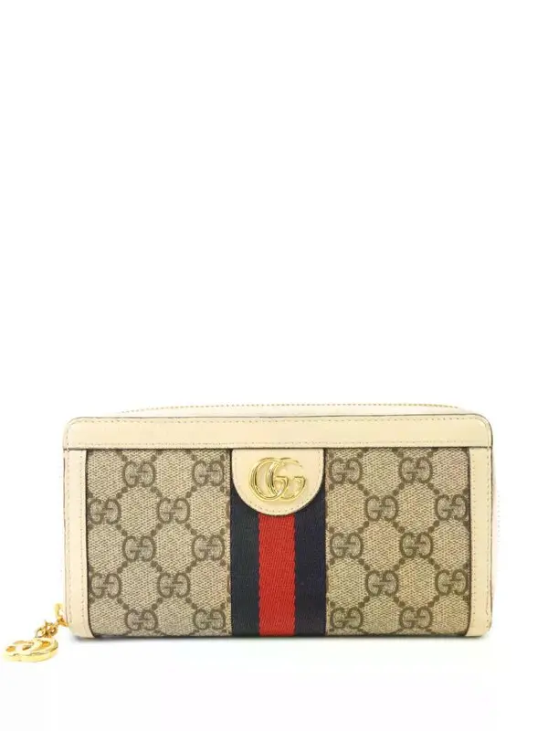 Gucci Gg Supreme Web Stripe Wallet - Neutrals