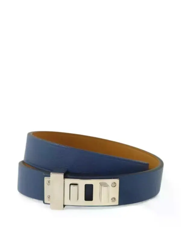 Hermès Double Tour Leather Bracelet - Blue
