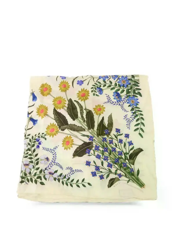 Gucci Floral-print Scarf - Neutrals