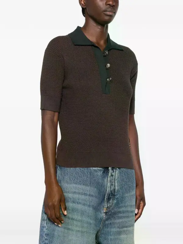 JW Anderson Waffle-knit Short-sleeve Polo Shirt - Green