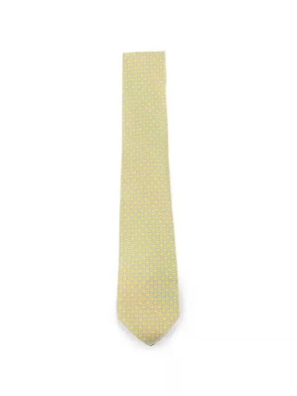 FERRAGAMO Gancini-print Tie - Yellow
