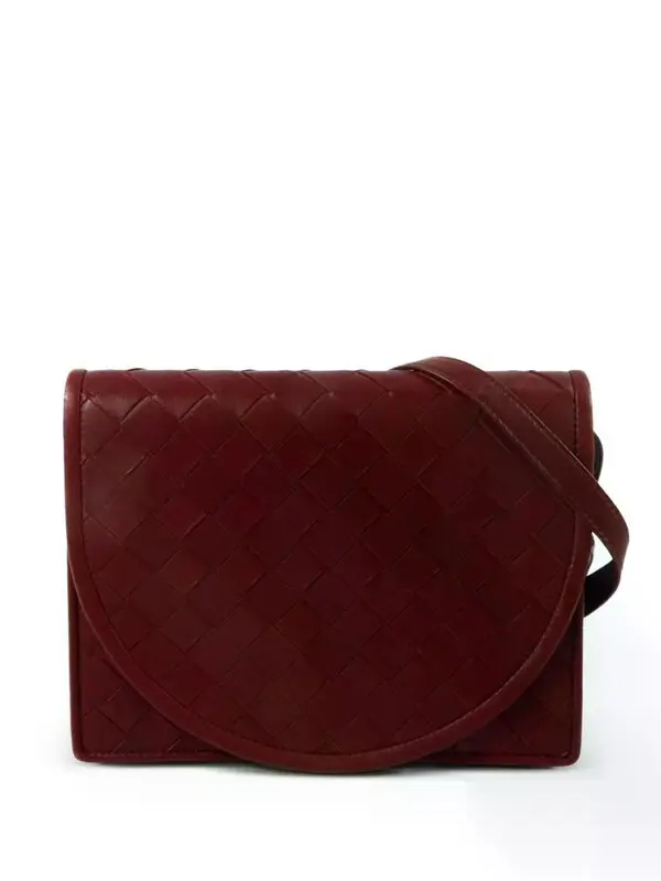 Bottega Veneta Leather Intrecciato Shoulder Bag - Red