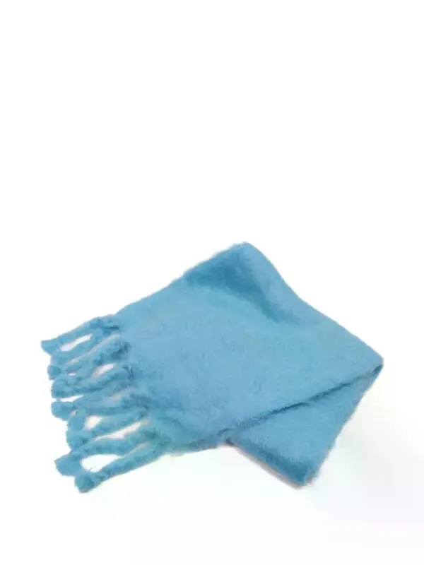 Loewe Anagram Patch Tasselled Scarf - Blue