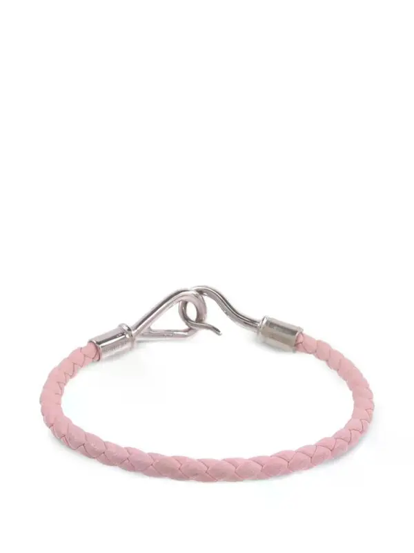 Hermès Jumbo Braided Leather Bracelet - Silver