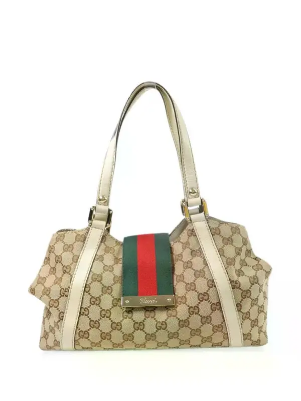 Gucci Gg Web Canvas Tote Bag