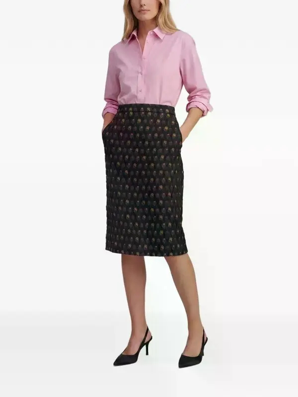 Valentino Garavani Floral Print Pencil Midi Skirt - Black