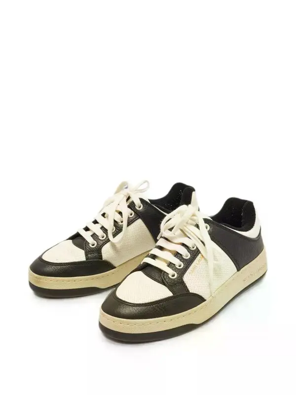 Saint Laurent Leather Lace-up Sneakers - White