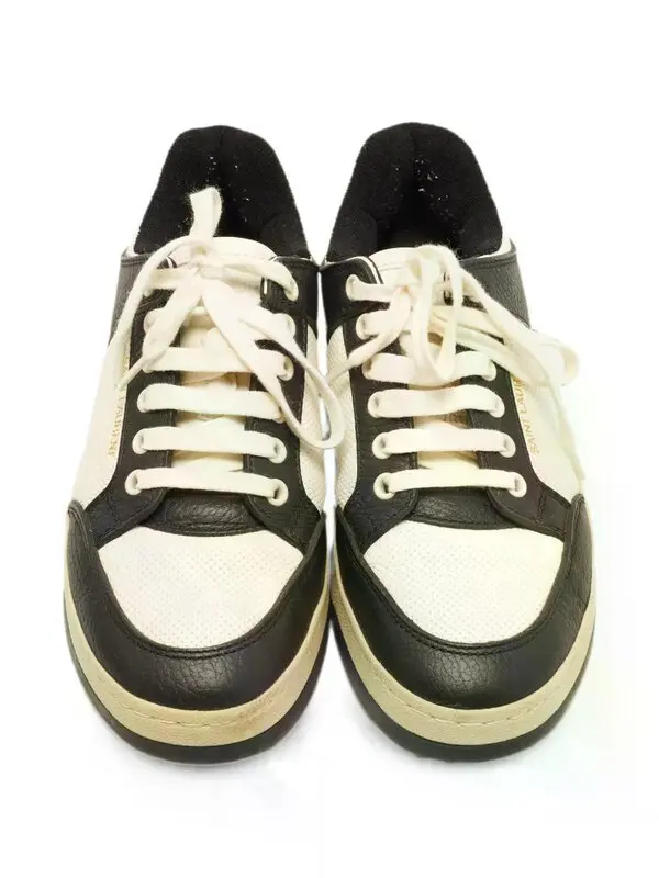 Saint Laurent Leather Lace-up Sneakers - White