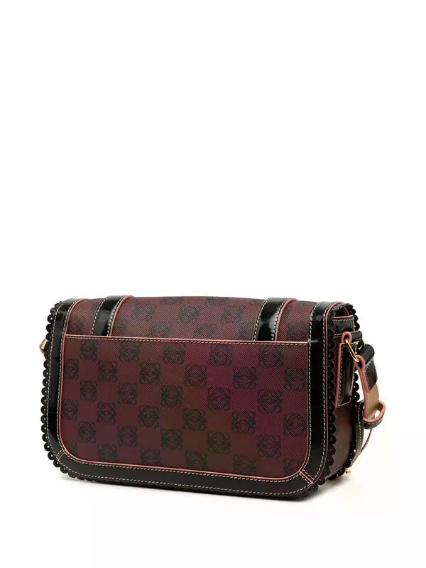 Loewe 2006 Sequin Trimmed Anagram Pvc Coated Canvas Double Buckle Flap Shoulder Bag