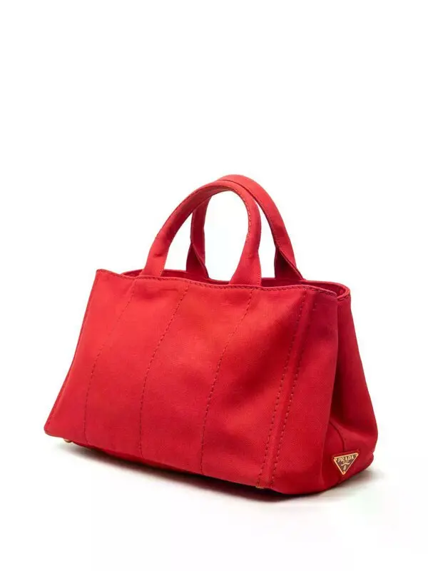 Prada Canvas Canapa Logo Satchel - Red