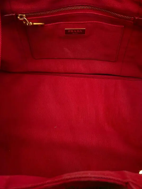 Prada Canvas Canapa Logo Satchel - Red