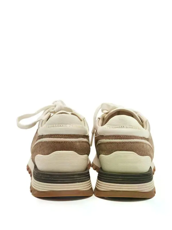 Brunello Cucinelli Monili Embellished Suede And Leather Sneakers