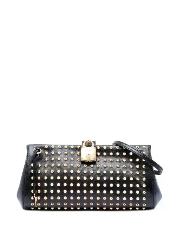 Burberry Studded Calfskin Padlock Crossbody Bag - Black