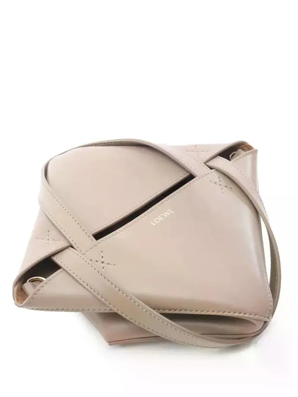 Loewe Mini Calfskin Puzzle Fold Tote Satchel - Neutrals