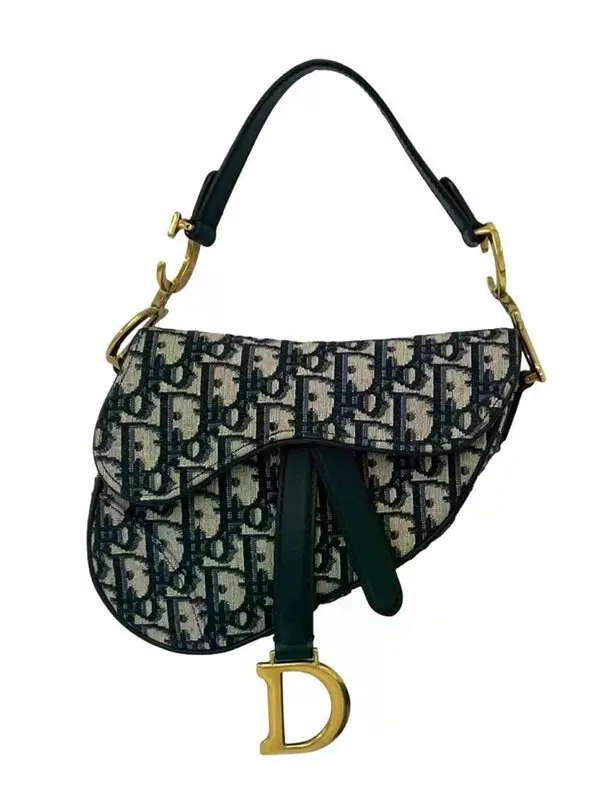 Dior Mini Oblique Canvas Saddle Bag Satchel - Blue