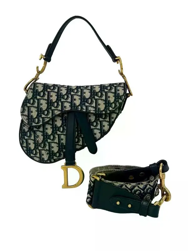 Dior Mini Oblique Canvas Saddle Bag Satchel - Blue