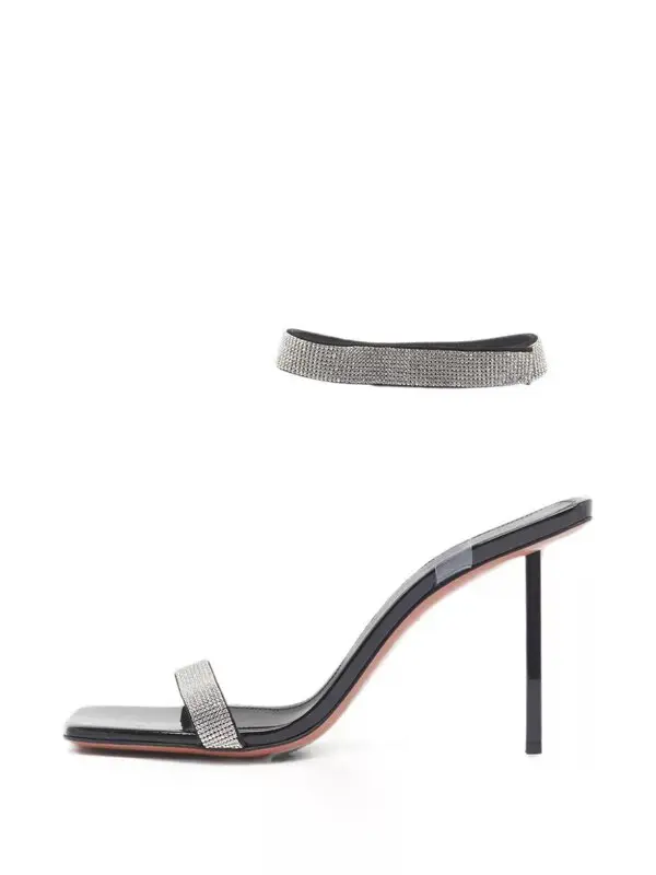 Amina Muaddi Embellished High Heel Sandals - Black