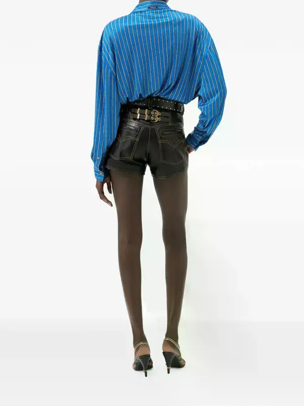 Versace Nappa Leather High-waisted Shorts With Medusa Hardware