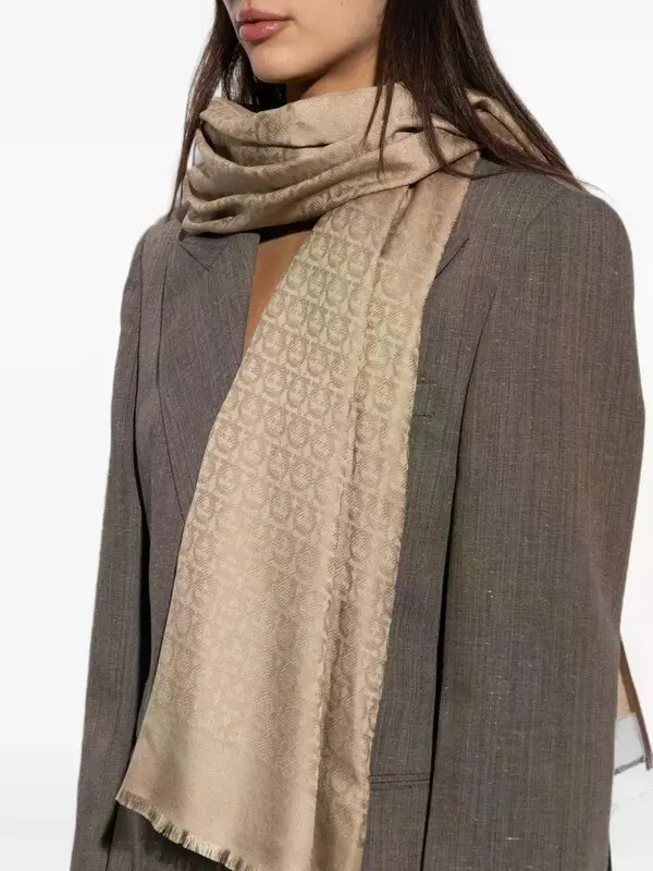 FERRAGAMO Gancini-monogram Scarf - Neutrals