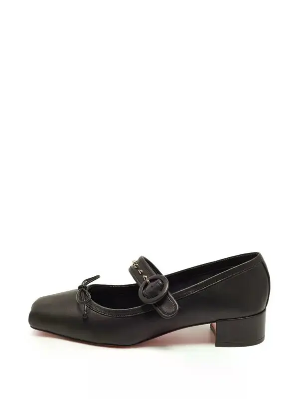 CHRISTIAN LOUBOUTIN Mamastrapita Leather Spikes Buckle Pumps - Black