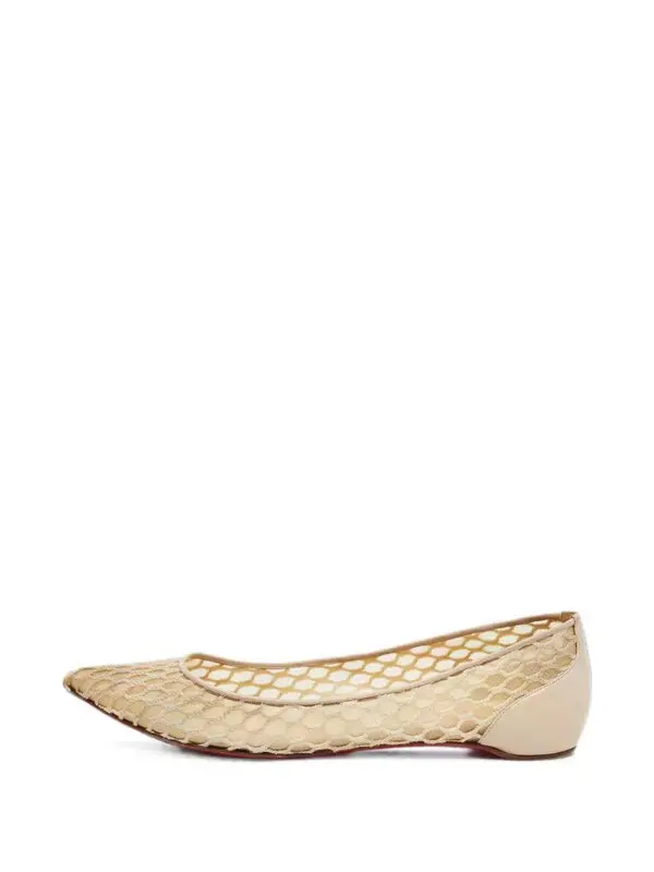 CHRISTIAN LOUBOUTIN Mesh Pointed-toe Ballet Flats - Neutrals