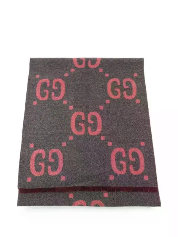 Gucci Gg Wool Scarf - Grey