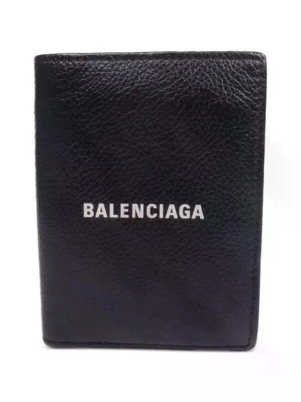 Balenciaga Logo Leather Wallet - Black