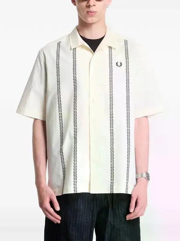 Fred Perry Placement-print Revere-collar Shirt