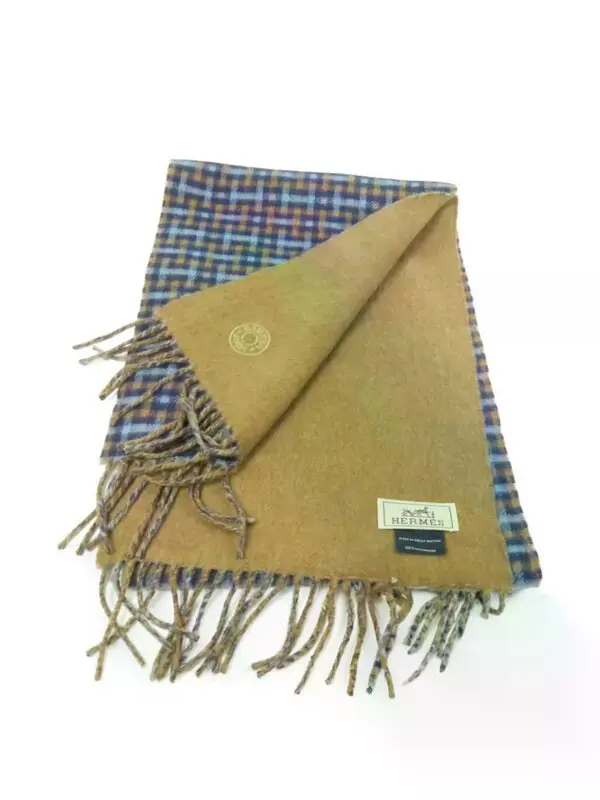 Hermès Check Fringe Scarf - Neutrals