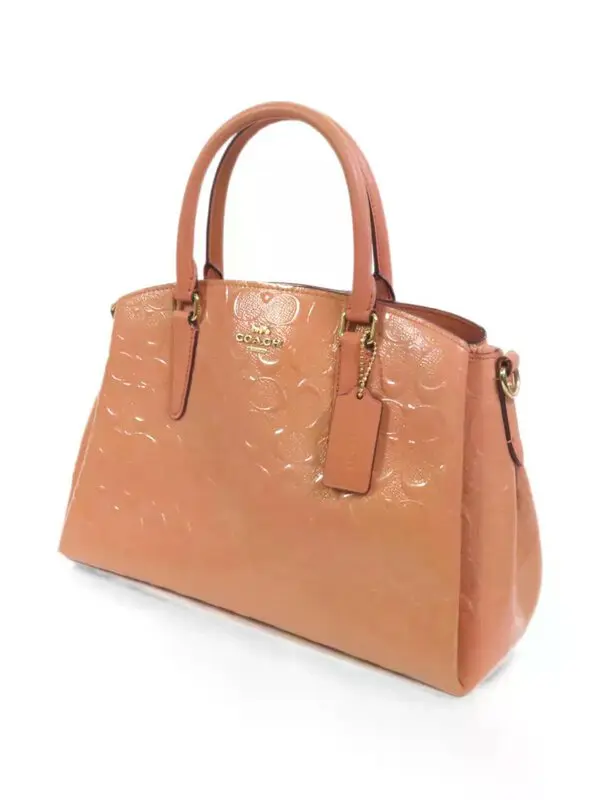 COACH VINTAGE Embossed Logo Pattern Patent Leather Tote Bag