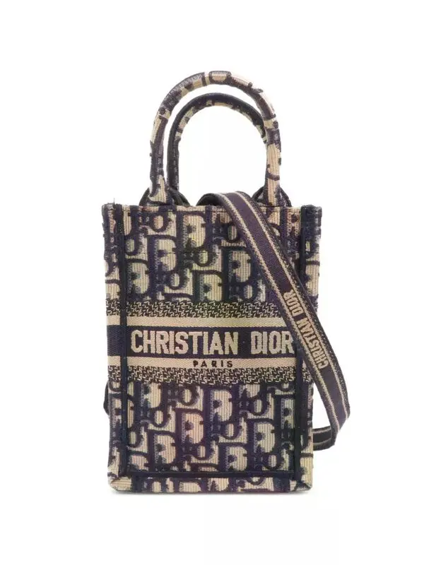 Dior Mini Book Tote Monogram-pattern Tote Bag - Blue