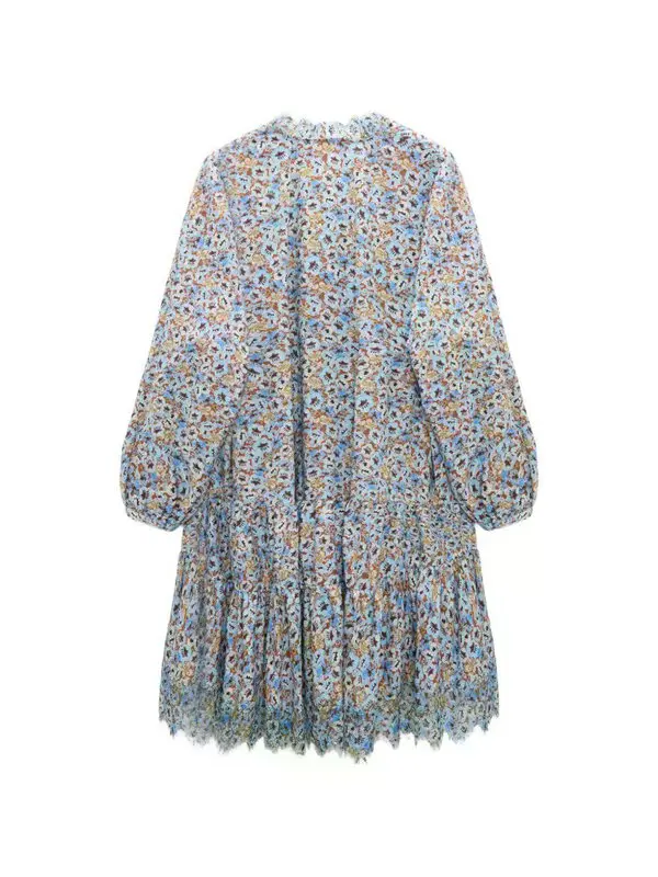 Dorothee Schumacher Floral Volumes Print Tiered Mini Dress - Blue