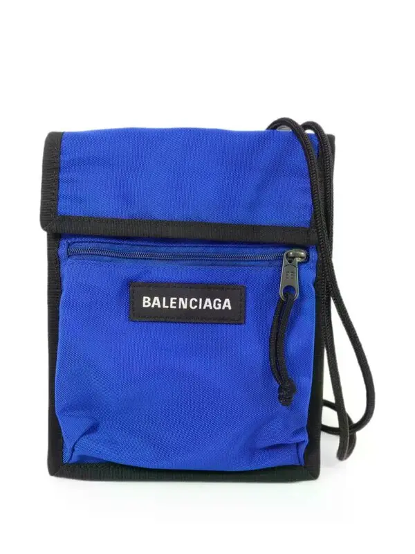 Balenciaga Logo Patch Shoulder Bag - Blue