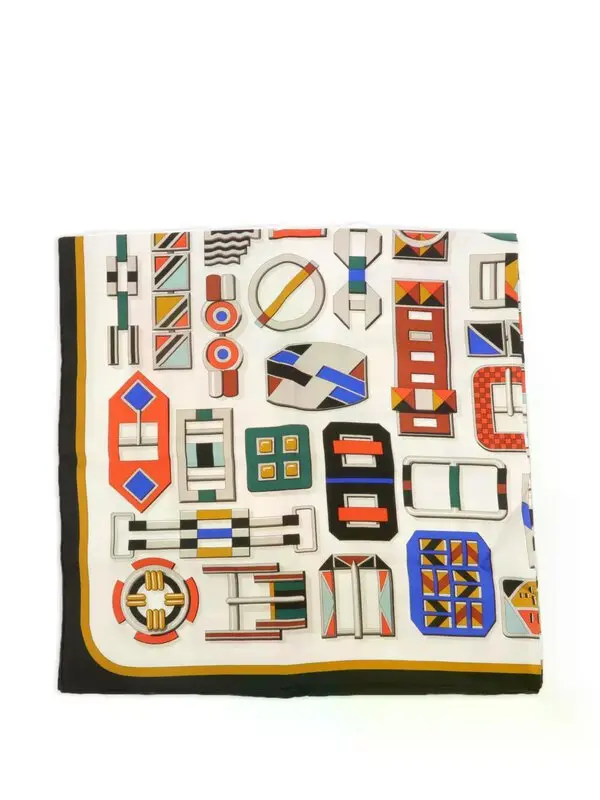 Hermès Carré En Boucles Silk Scarf - White