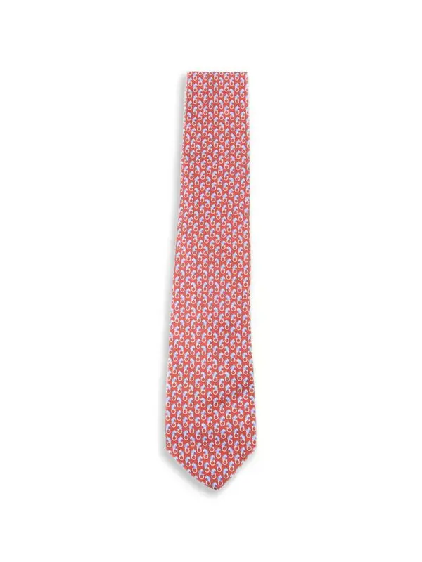 FERRAGAMO Gancini Animal-print Silk Neck Tie - Red