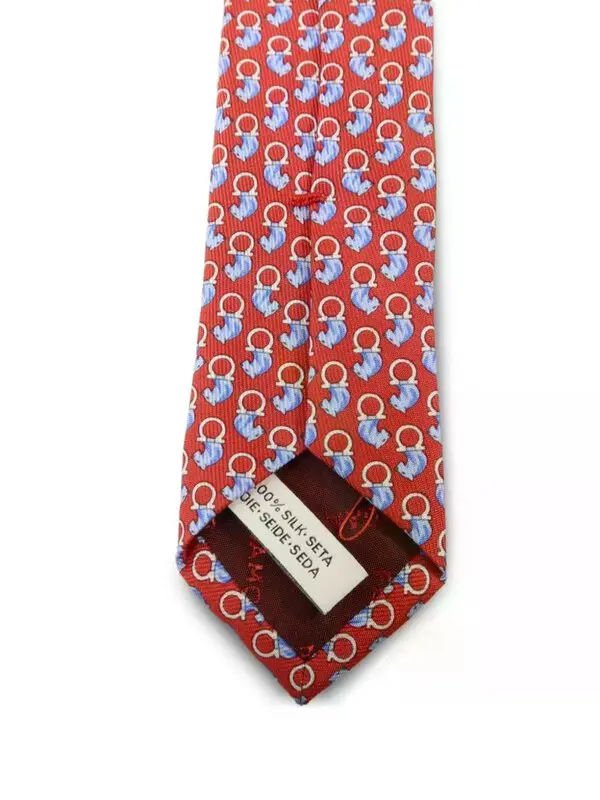 FERRAGAMO Gancini Animal-print Silk Neck Tie - Red