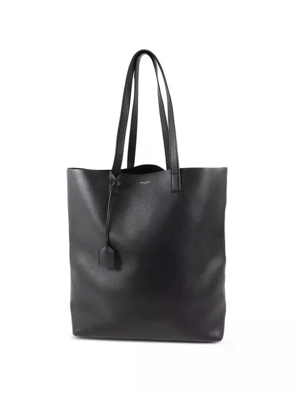 Saint Laurent Logo Detail Leather Tote Bag - Black