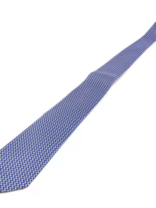 FERRAGAMO Geometric Silk Neck Tie - Blue