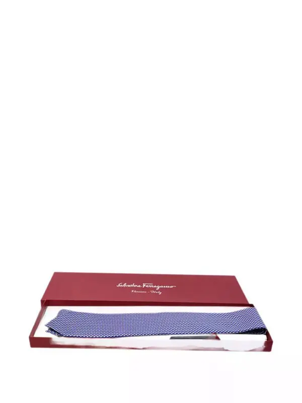 FERRAGAMO Geometric Silk Neck Tie - Blue