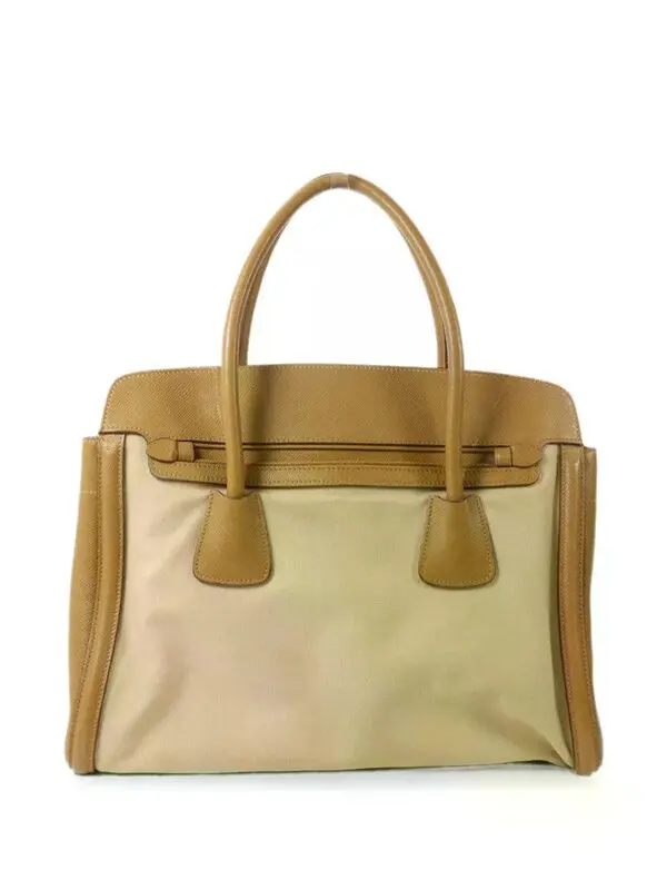 Prada Leather Canvas Tote Bag