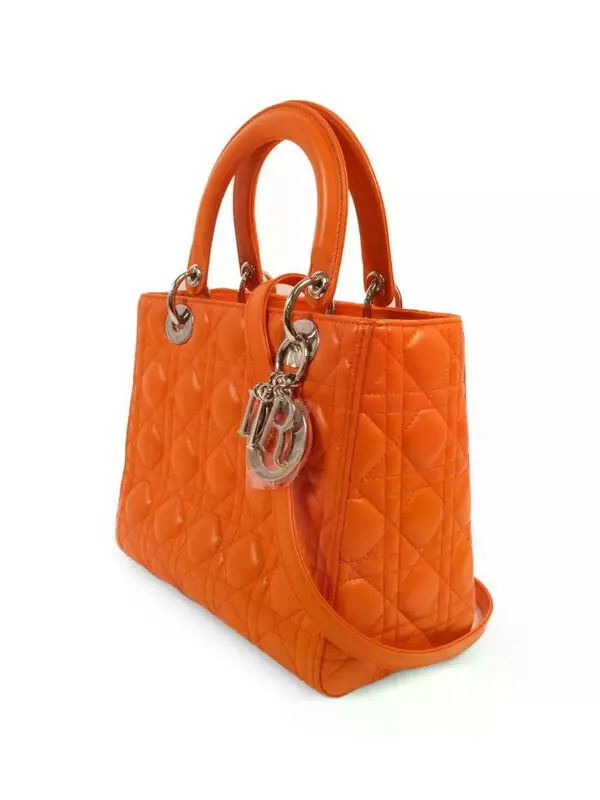 Dior Lady Lambskin Tote Bag - Orange
