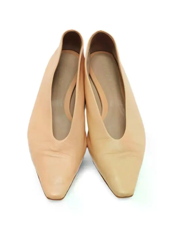 Bottega Veneta Beige Leather Almond Toe Ballet Flats