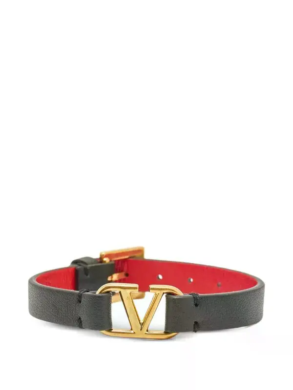 Valentino Garavani Vlogo Leather Bracelet - Black
