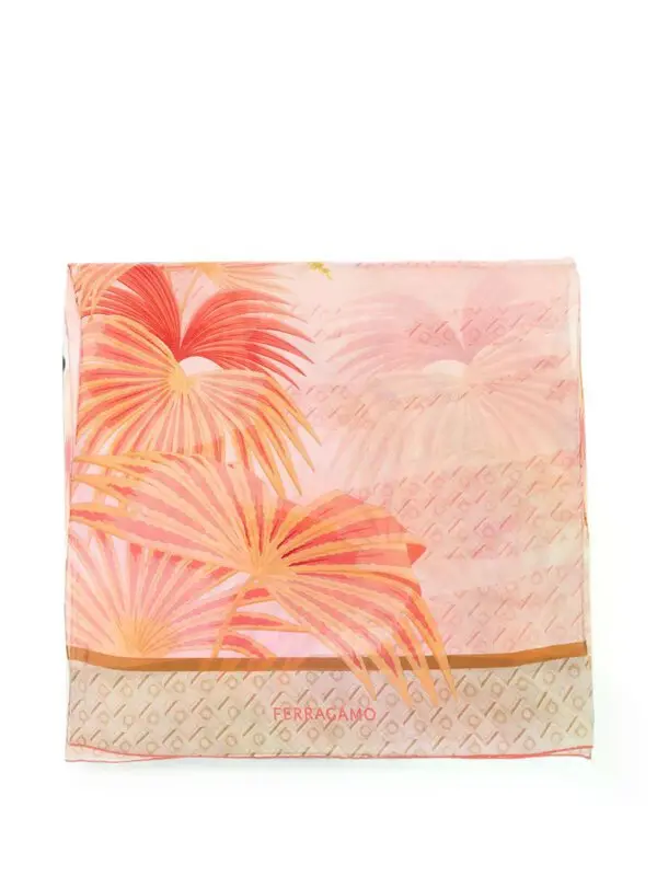 FERRAGAMO Gancini Palm-print Scarf - Pink