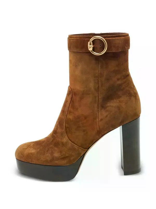GIANVITO ROSSI Buckled Platform Ankle Boots - Brown