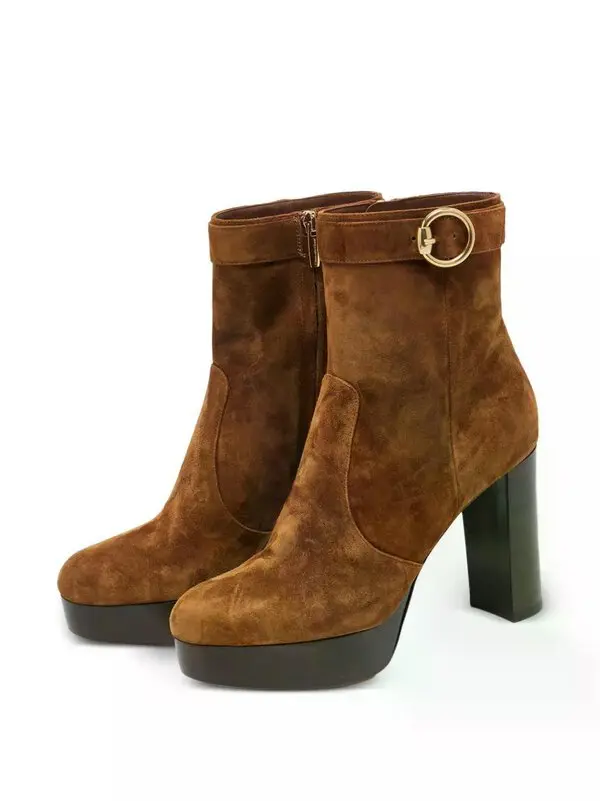 GIANVITO ROSSI Buckled Platform Ankle Boots