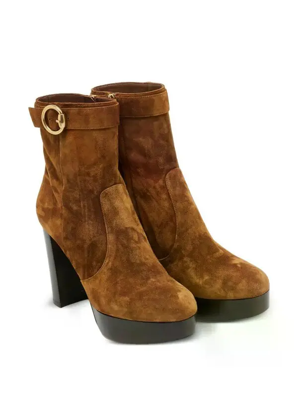 GIANVITO ROSSI Buckled Platform Ankle Boots