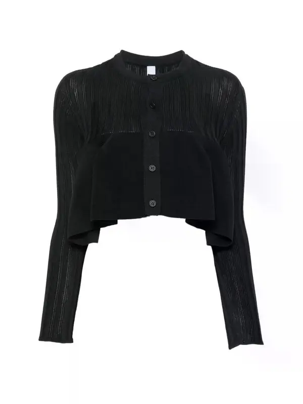 CFCL Ribbed Knit Peplum Cardigan - Black